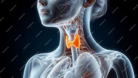 Translucent Anatomical Visualization Of The Thyroid Gland And Trachea Premium Ai Generated Image