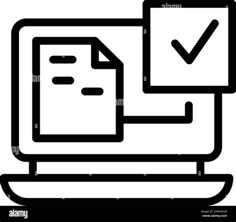 Secured Laptop Icon Outline Vector Factor Code Login Verification Certificate Stock Vector