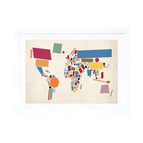 Michael Tompsett Geometric World Map Print Chairish