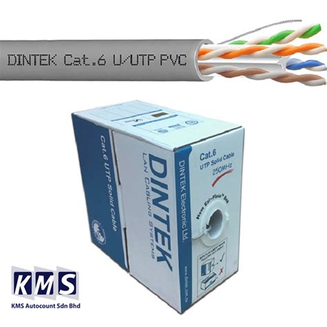 Dintek Lan Cabling Systems Powermax500 Gray Cat 6 Utp Solid Cable 23awg Pvc Shopee Malaysia