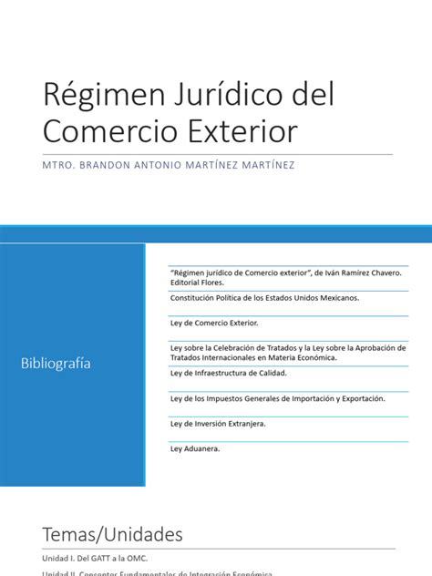 Régimen Jurídico Del Comercio Exterior Pdf