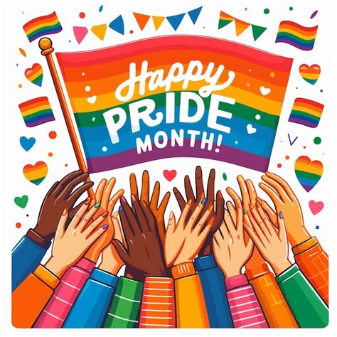 Feliz Mes Del Orgullo Con El Concepto De Bandera Lgbt Ilustración Plana