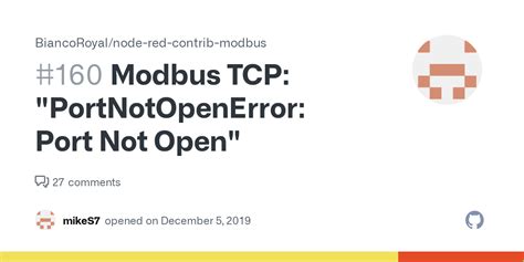 Modbus Tcp Portnotopenerror Port Not Open Issue