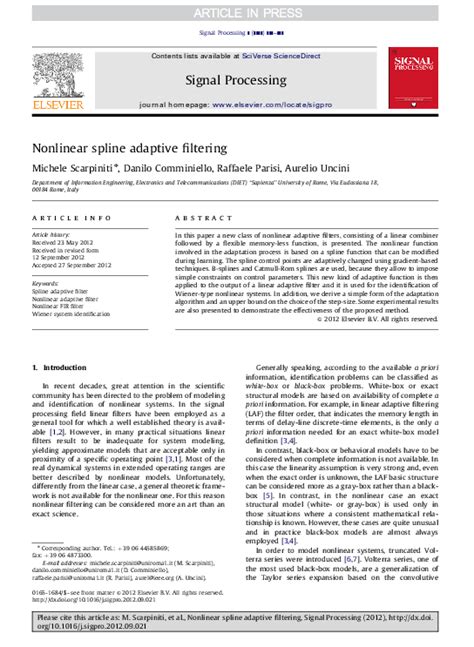 Pdf Nonlinear Spline Adaptive Filtering