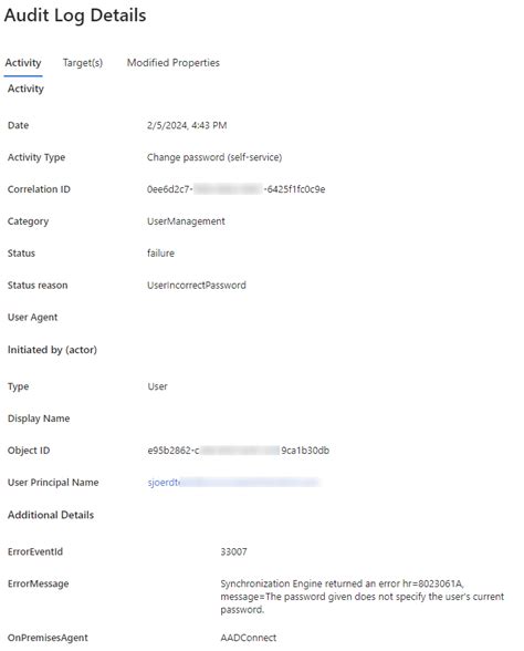 The Password Given Does Not Specify The Users Current Password