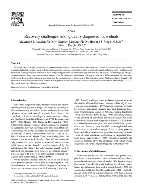 Pdf Recovery Challenges Among Dually Diagnosed Individuals