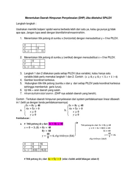 Program Linear Menentukan Dhp Pdf