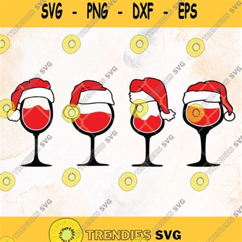 Christmas Santa Wine Glass Svg Wine Santa Hat Svg Svg Cut Files Svg