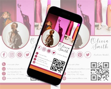 Digital Business Card Canva Template With Qr Code And Clickable Links