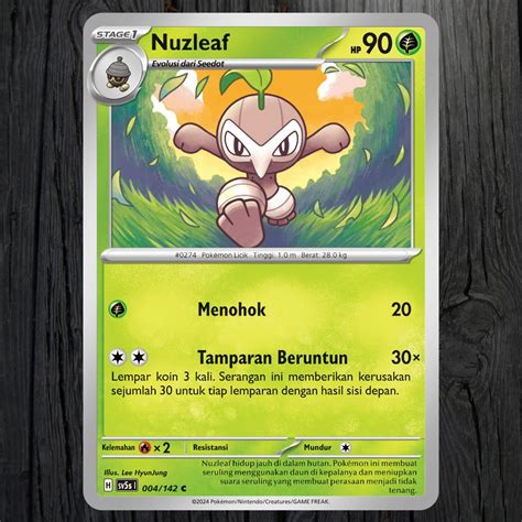 Jual Nuzleaf Pokemon No 0274 Gen3 Daun 004142 Sv5s Paradoks