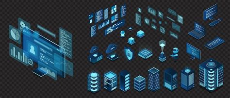 Premium Vector Set Of Isometric Computer Technology Isometric Set Server Equipment Technology