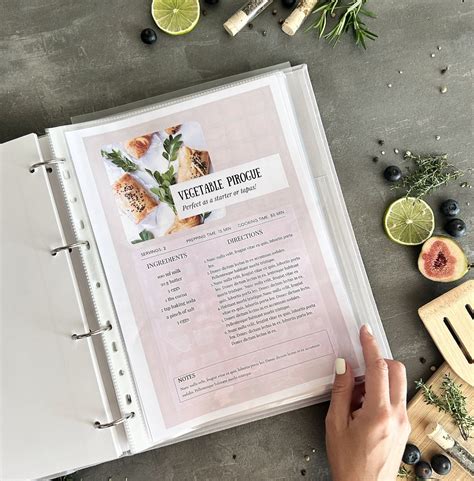Personalized Recipe Book Binder Cookbook Custom A4 4 Ring Binder With