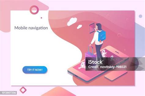 스마트폰 화면에 모바일 네비게이션 애플 리 케이 션입니다 아이소메트릭 벡터 일러스트 레이 션에 온라인 탐색 템플릿 개념에 대한