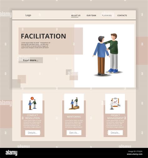 Facilitation Flat Landing Page Website Template Conflict Resolution