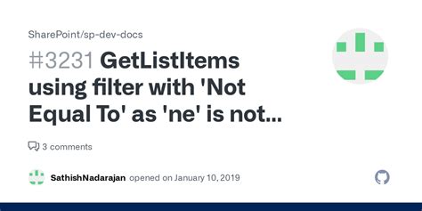 Getlistitems Using Filter With Not Equal To As Ne Is Not Working In