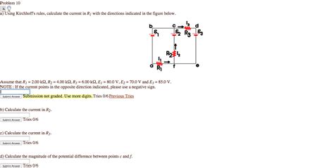 Solved Problem 10 Using Kirchhoffs Rules Calculate The