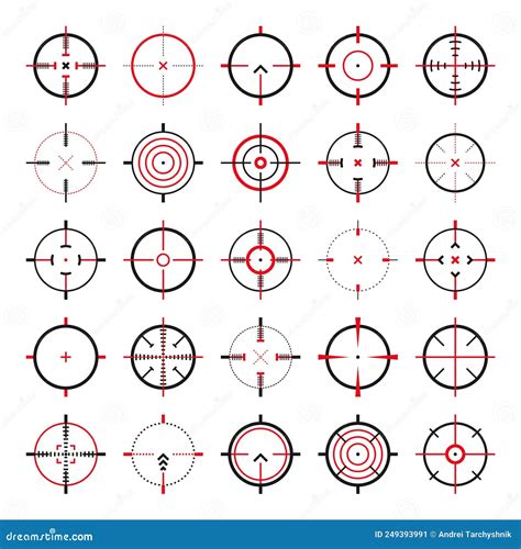 Crosshair Gun Sight Vector Icons Bullseye Black Target Or Aim Symbol