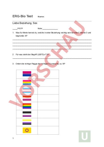 Arbeitsblatt Test Bio Erg Lebenskunde Sexualerziehung