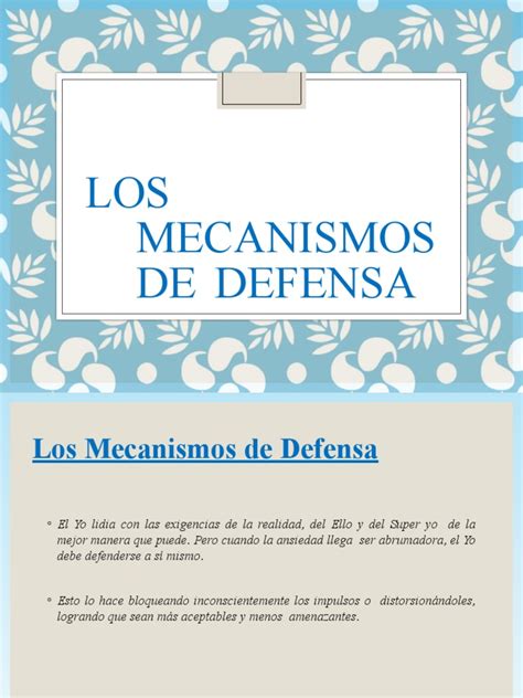 Los Mecanismos De Defensa Pdf Temor Amor