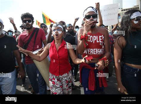 Sri Lankans Held National Flags And Placards Protesting On April 9