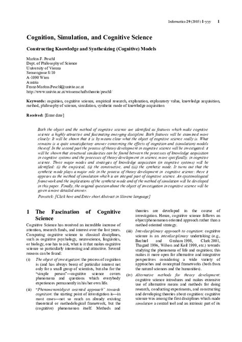 Doc Cognition Simulation And Cognitive Science