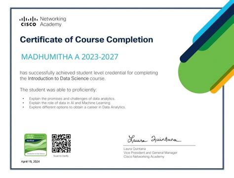 Completed Data Science Course With Cisco Madhumitha A Posted On The Topic Linkedin
