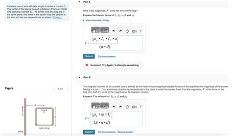 Solved A Square Loop Of Wire With Side Length A Carries A Chegg Com