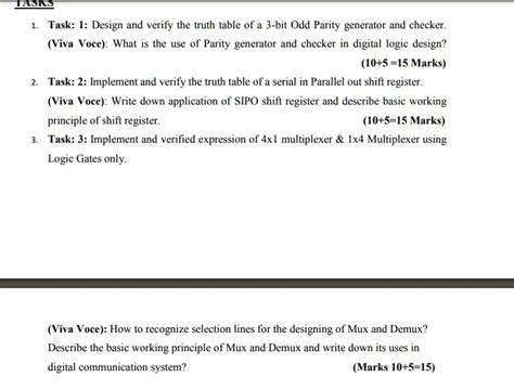 Solved Task 1 Design And Verify The Truth Table Of A 3 Bit Odd Parity