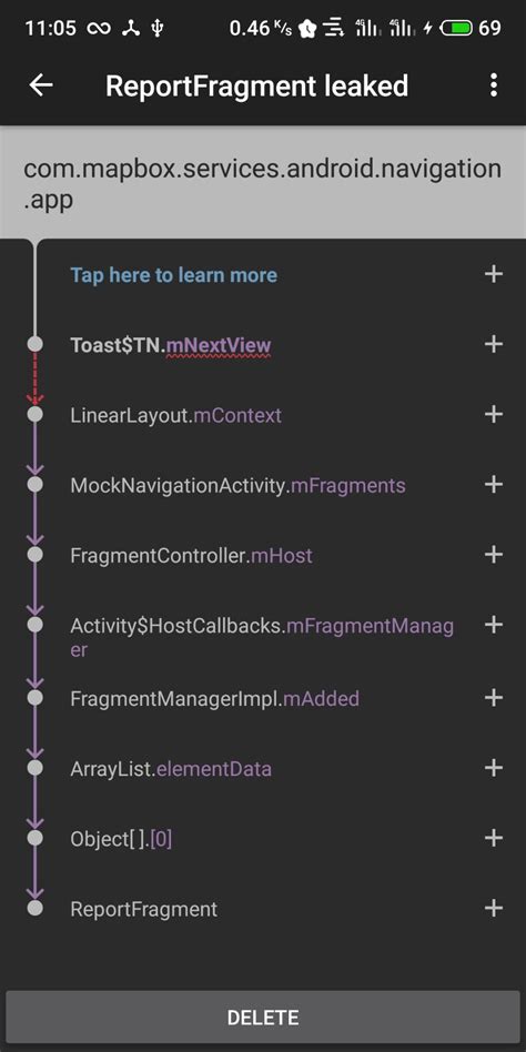 ReportFragment Leaked Issue Mapbox Mapbox Navigation Android GitHub