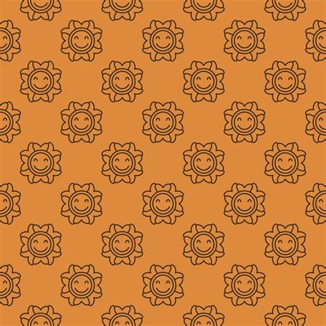 그루비 꽃 ⁇ 터 윤 ⁇ 오렌지색 원활한 패턴 프리미엄 벡터