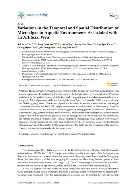 Pdf Variations In The Temporal And Spatial Distribution Of Microalgae In Aquatic Environments