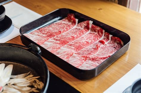 Premium Photo Premium Rare Slices Wagyu A5 Beef With High Marbled