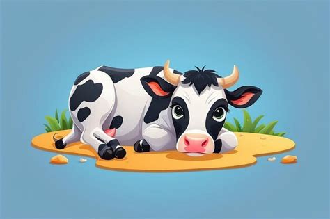 Premium Photo Cute Cow Lying Down Cartoon Vector Illustration