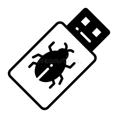Bug On Flash Drive Denoting Concept Vector Of Hacked Usb Data Threat