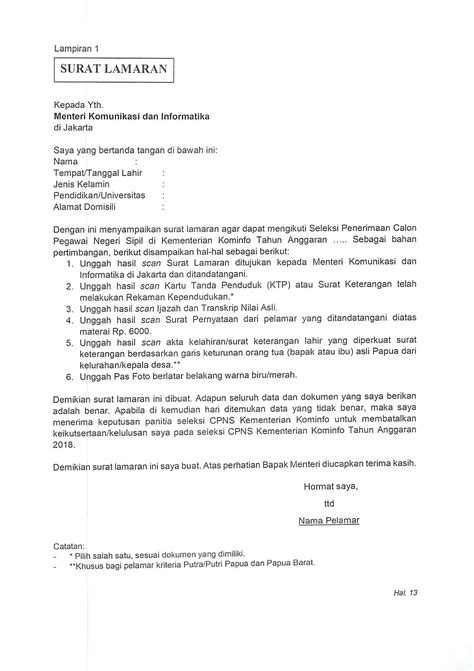Panduan Buat Surat Lamaran CPNS 2019 Seluruh Kementerian Lengkap