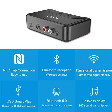 Kebidu Bt200 Nfc Bluetooth 5 0 аудио приемник 3 5 мм Aux Rca Jack A2dp Hifi беспроводной