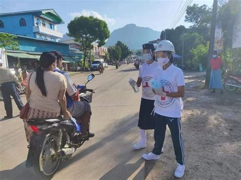 ဘုရားသုံးဆူမြို့၌ ကြက်ခြေနီတပ်ဖွဲ့မှဦးဆောင်၍ ကိုဗစ် ၁၉ အသိပညာပေးခြင်းန