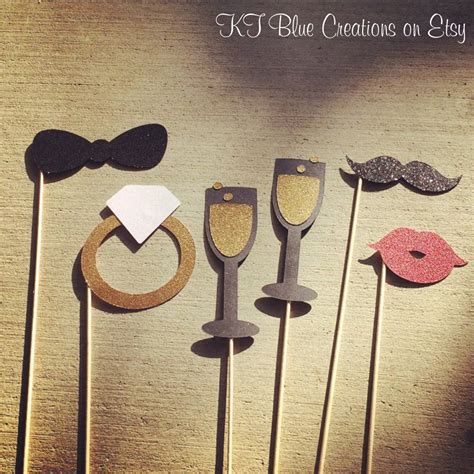 Glitter Wedding Photo Props Set Of 6 Photo Booth Props Etsy