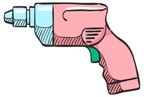 Premium Vector Electric Drill Icon In Hand Drawn Color Vector