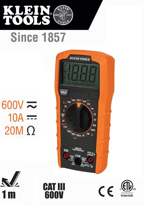 Klein Tools Mm320kit Digital Multimeter Electrical Test Kit 56 Off
