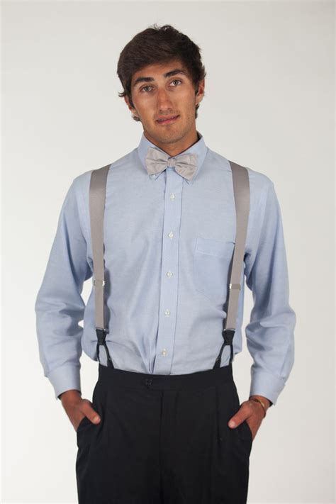 Light Grey Bow Tie Pre Tied Suspenderstore