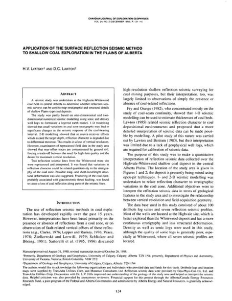 Surface Reflection Seismic Method Coal Mines Field Pdf