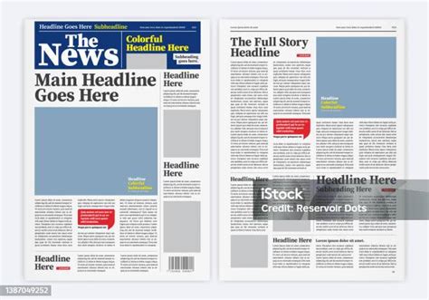 그래픽 레이아웃 신문 템플릿 신문에 대한 스톡 벡터 아트 및 기타 이미지 신문 형판 기사 출판 Istock