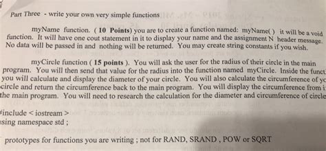 Solved Part Three Write Your Own Very Simple Functions