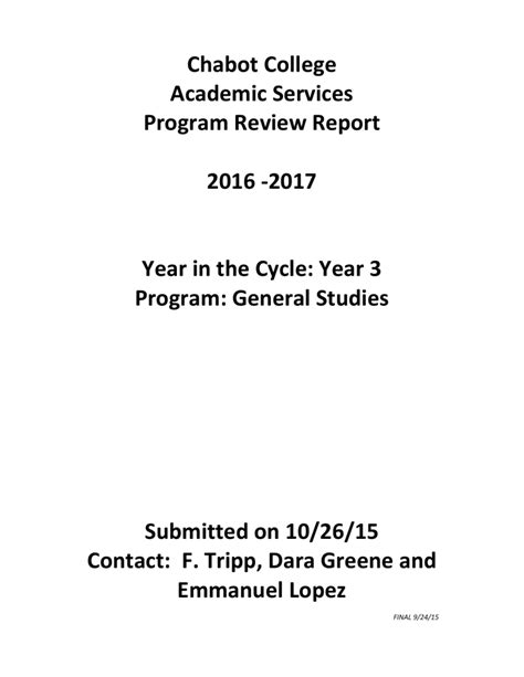 Chabot College Academic Services Program Review Report