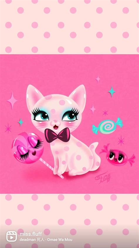 💖 A Retro Polka Dot Candy Kitten Adobe Illustrator Drawing By Miss
