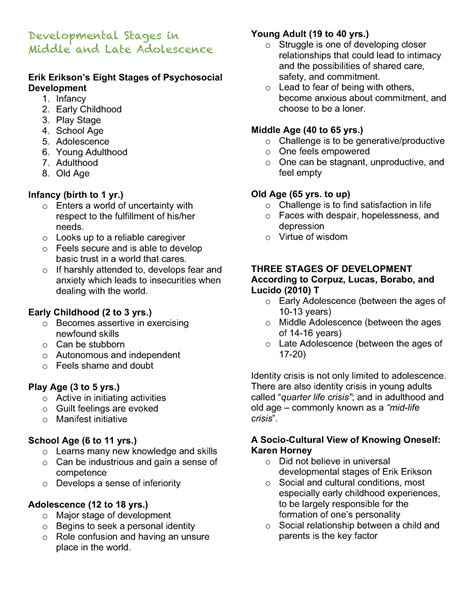 Developmental Stages In Middle And Late Adolescence Developmental