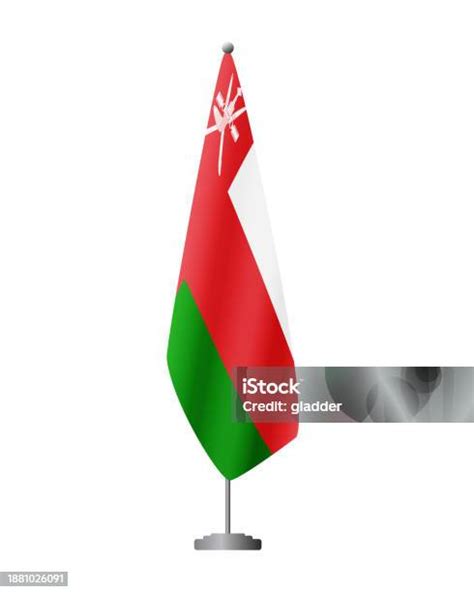 Bendera Oman Di Tiang Bendera Untuk Pertemuan Resmi Latar Belakang