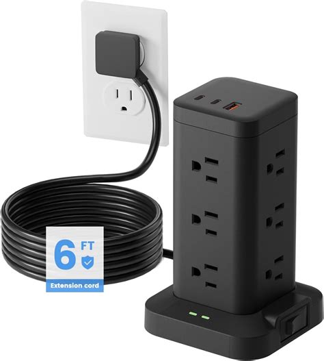 Power Strip Tower With Surge Protector 1800j Fast Charging