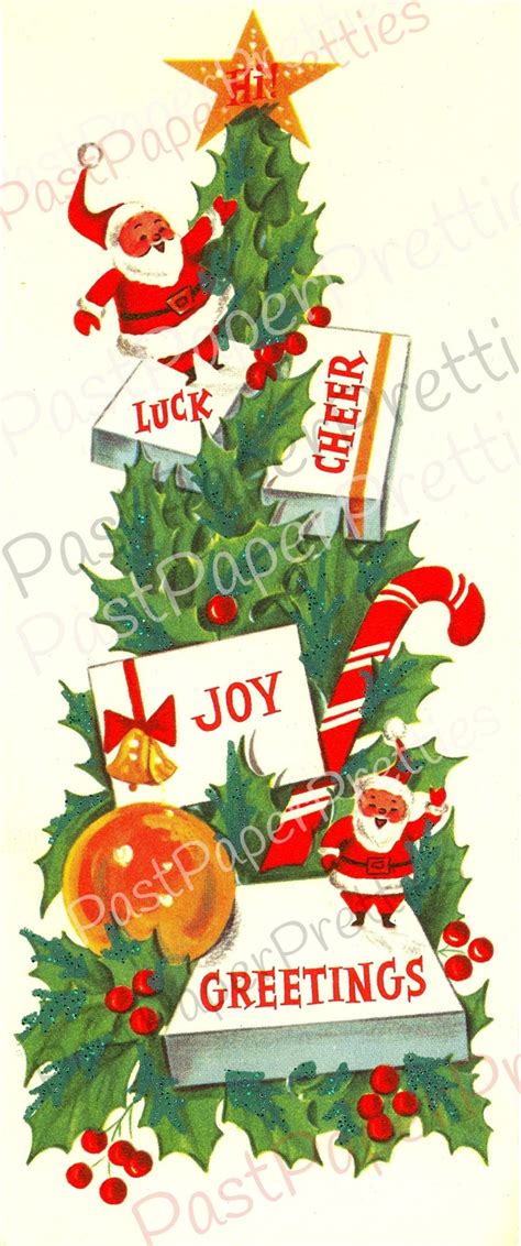 Vintage Printable Mid Century Santa Claus Christmas Card Etsy